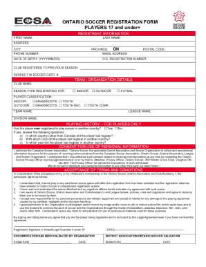 Fillable Online ECSA REGISTRATION FORM 17 and under Fax Email Print ...