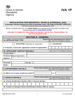 Fillable Online EVALUATION FORM Individual Vehicle Approval (IVA) for ...