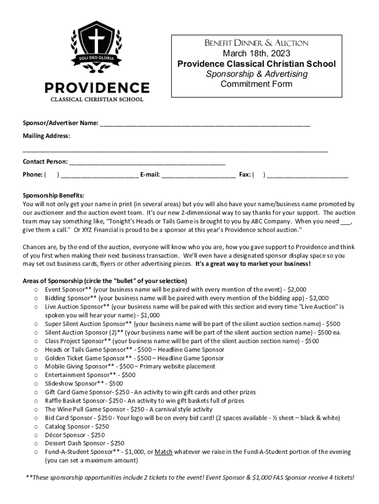 Fillable Online 2023 Sponsorship and Advertising Commitment Form Fax ...