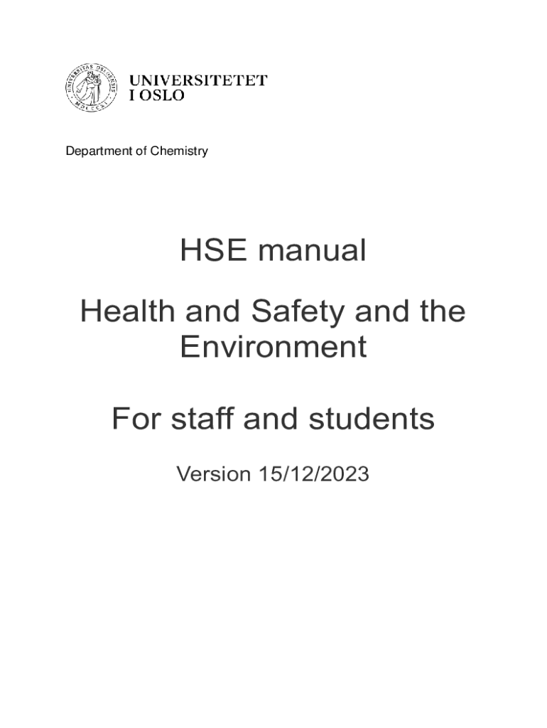 Fillable Online HSE manual Health and Safety and the Environment For ...