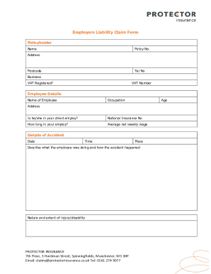 Fillable Online Employers' Liability Claim Form Fax Email Print - pdfFiller