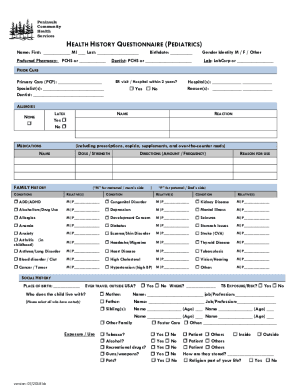 Fillable Online Pediatric Dentistry Standard Health Questionnaire Fax ...
