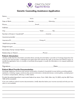 Fillable Online GENETIC COUNSELING FAMILY HISTORY FORM Fax Email Print ...