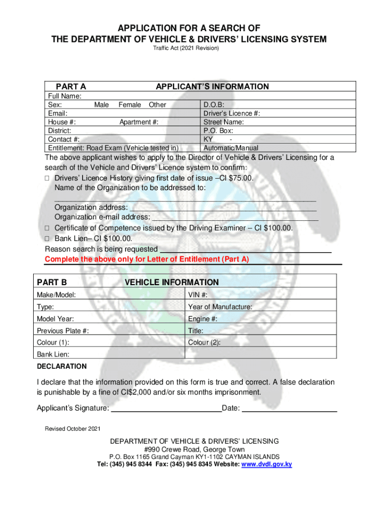 Fillable Online The Road Traffic RegulationsLicensing of Drivers Part 1 ...