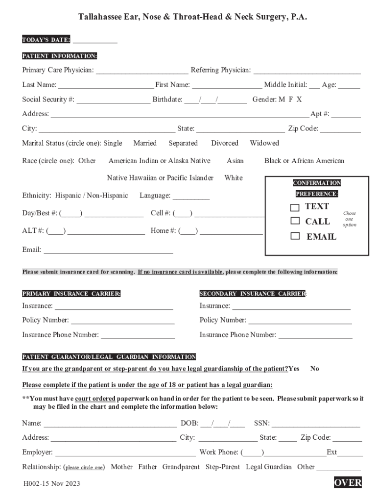 Fillable Online Fillable Online Head and Neck Surgery, P.A. Welcomes Dr. ... Fax Email Print ...