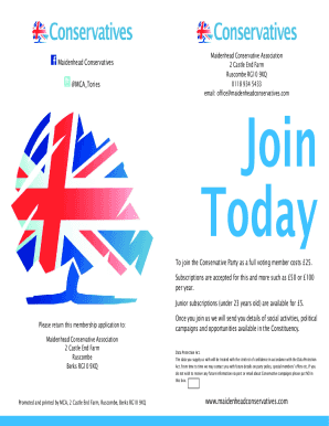 Fillable Online Join the Conservative Party todayMaidenhead Fax Email ...
