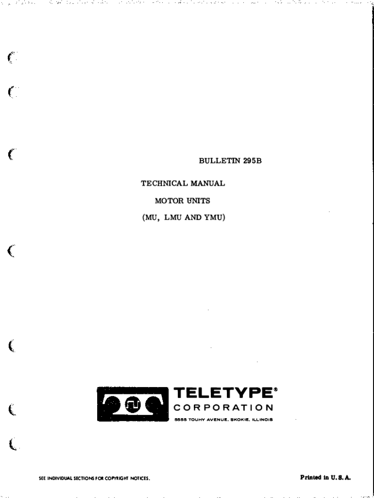 Fillable Online Teletype Corp Bulletin 295B - Motor Units (MU, LMU, YMU) Technical Manual ...