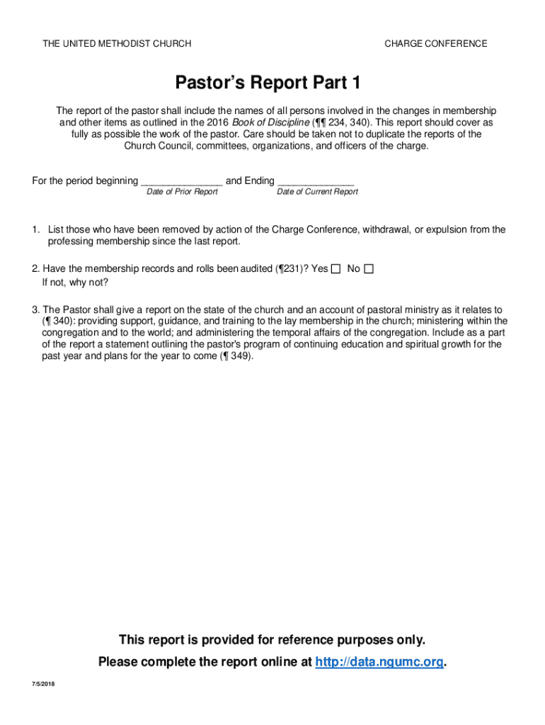 Fillable Online Pastors Report Part 1 Fax Email Print - pdfFiller