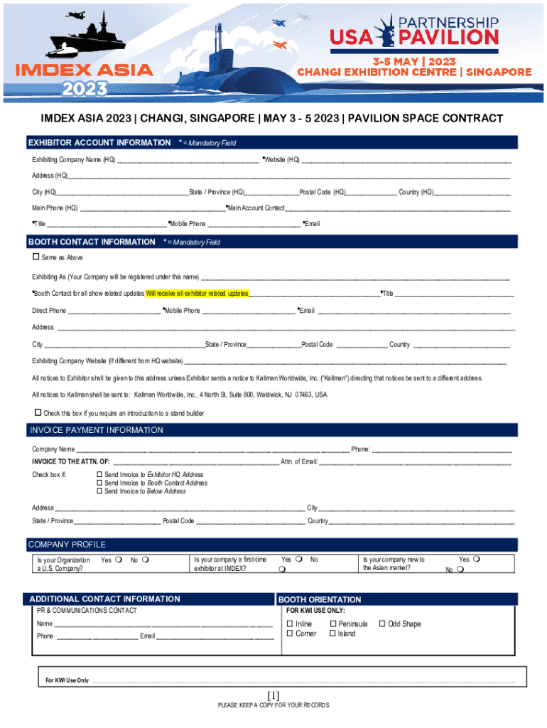 Fillable Online IMDEX AsiaAsia Pacific's leading naval and maritime ...
