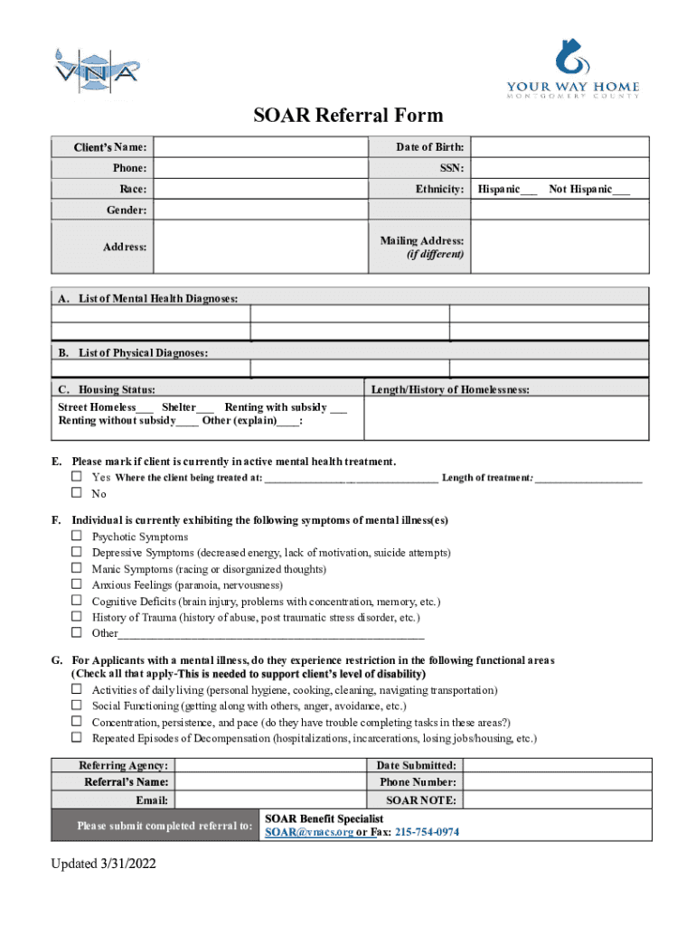 Fillable Online Sample SOAR Referral Application Fax Email Print ...
