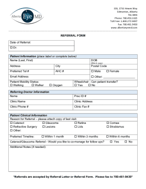 Fillable Online REFERRAL FORM Date of Referral Fax Email Print - pdfFiller