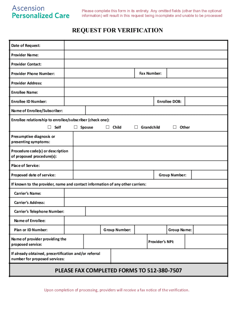 Fillable Online Request for Verification Form.docx Fax Email Print ...