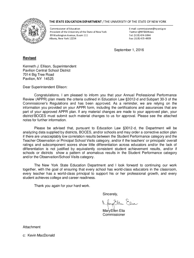 Fillable Online Pavilion CSD APPR Plan 090116. APPR Plan Fax Email ...