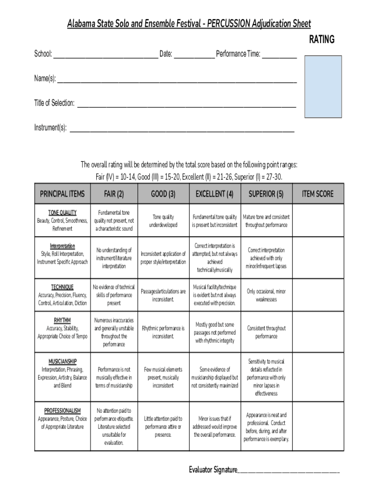 Fillable Online Official Solo and Ensemble Adjudication Sheets Fax ...