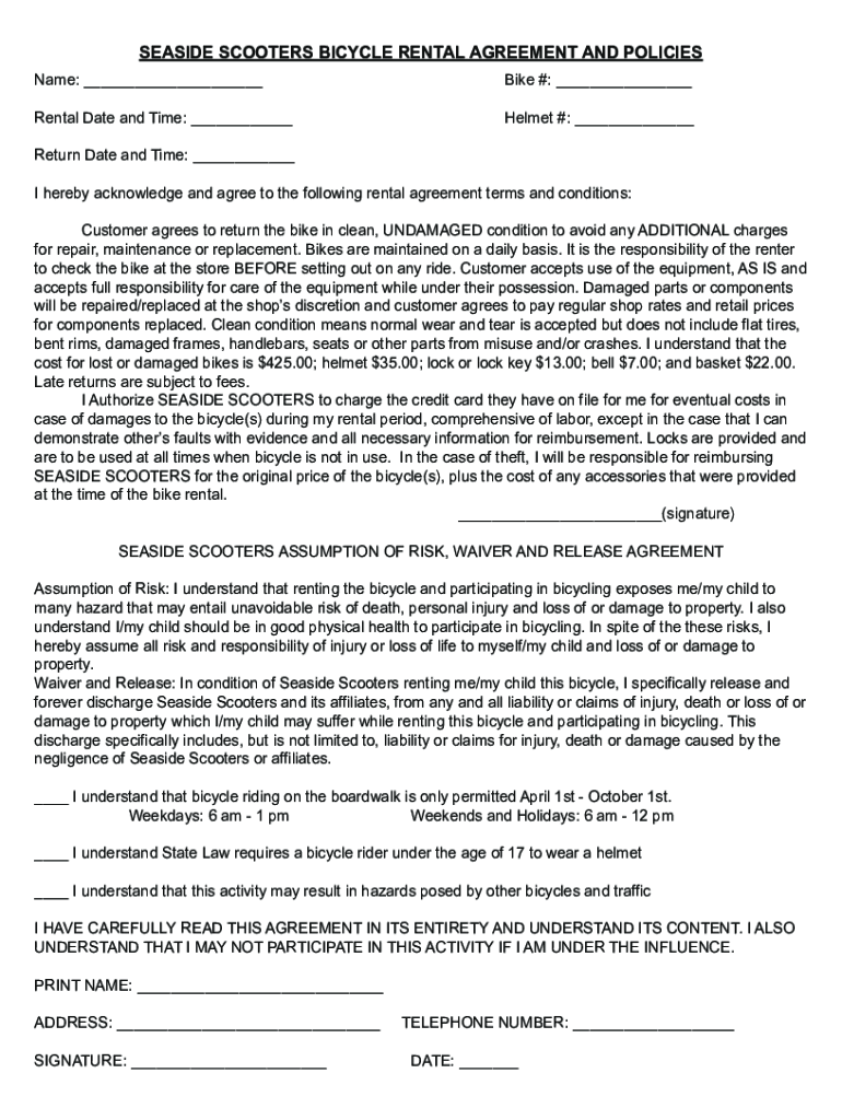 Fillable Online Bicycle-Rental-Equipment-Agreement.pdf Fax Email Print ...