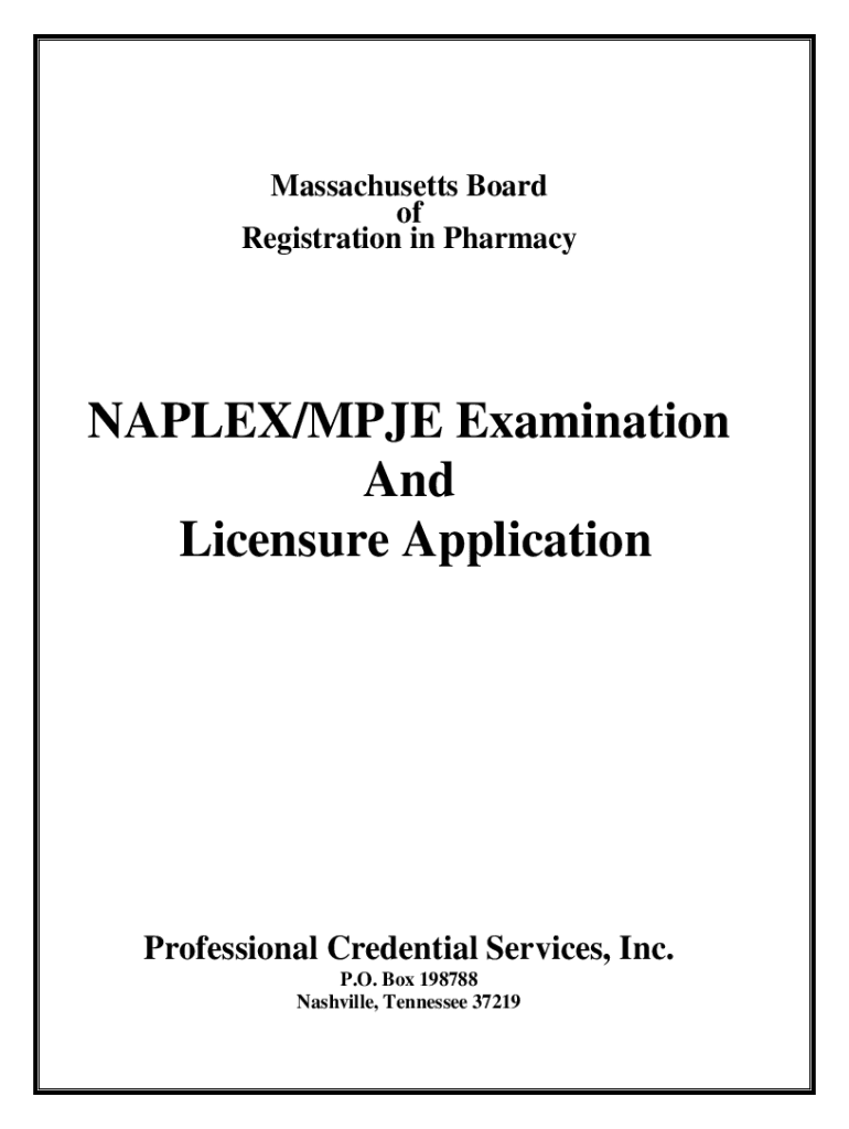 Fillable Online Examination for Licensure as a Pharmacist, 247 Mass ...
