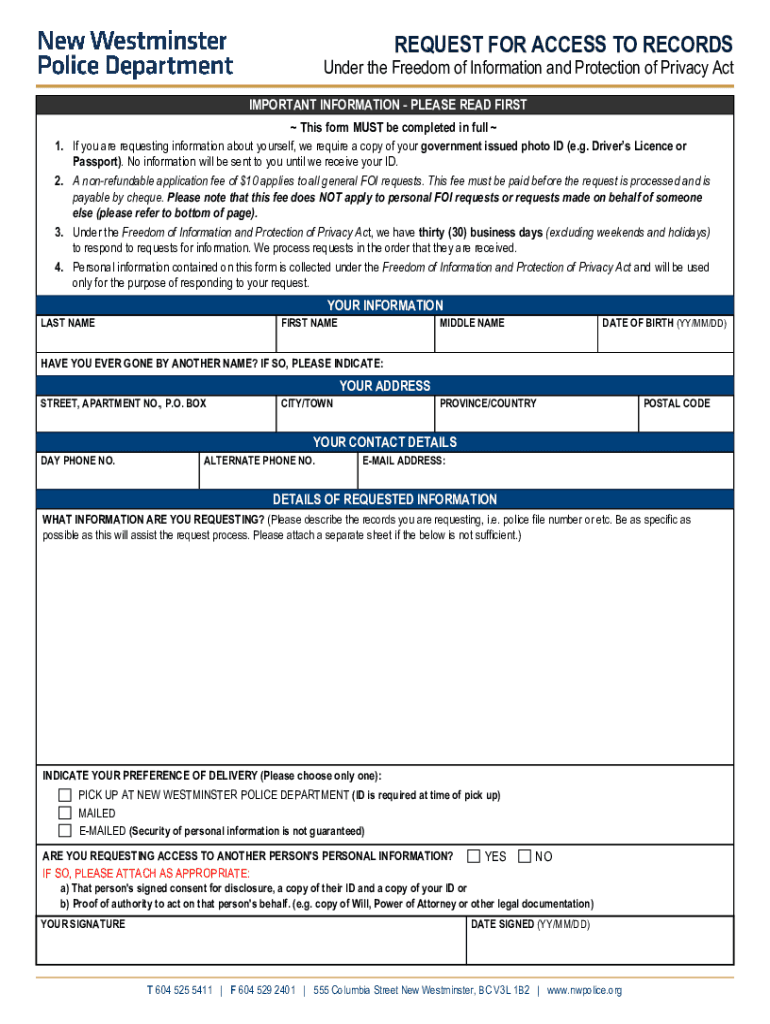 Fillable Online If you are requesting information about yourself, we require a copy of your ...