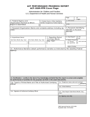 Submission for OMB Review; ACF Perance Progress ... Doc Template | pdfFiller