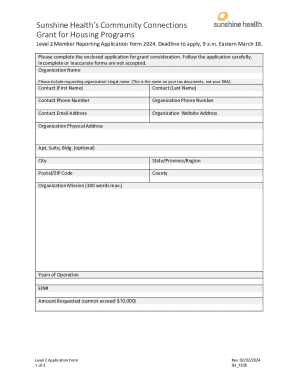 Fillable Online Sunshine Healths Community Connections Grant for ...