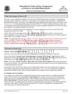 Fillable Online Form G-28, Instructions for Notice of Entry of ...