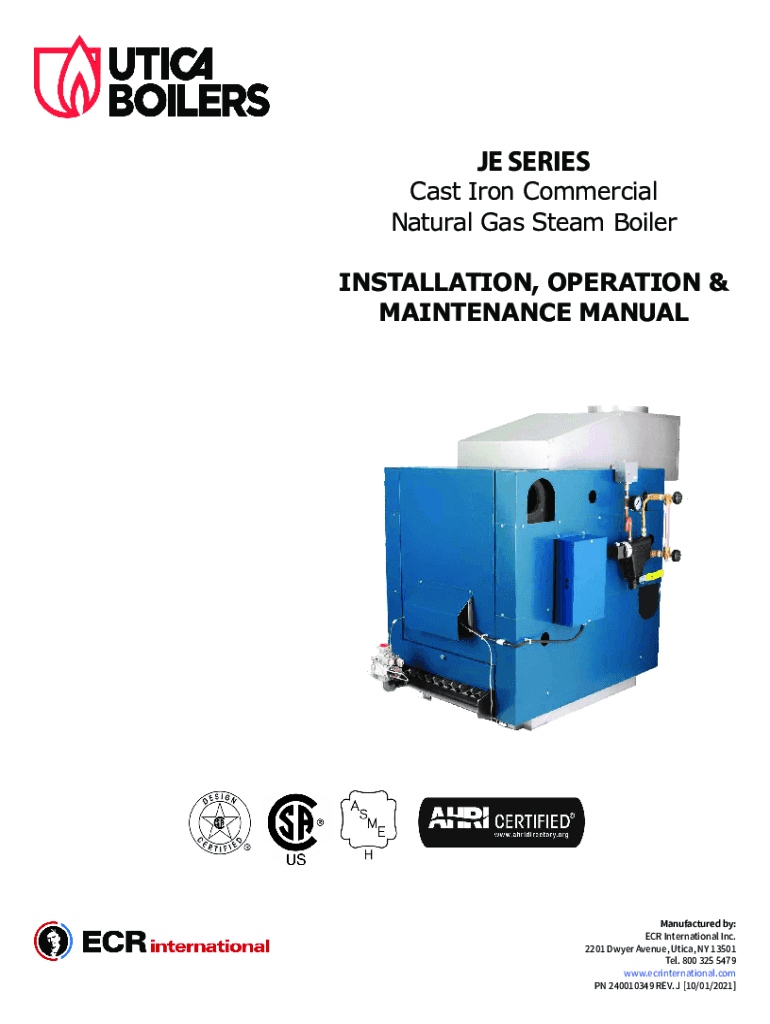 Fillable Online JC Series, Commercial Gas-Fired Water or Steam Boiler ...