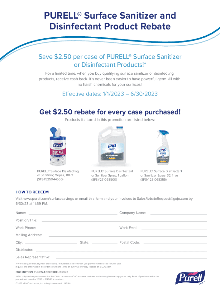 Fillable Online PURELL Surface Sanitizer and Disinfectant Product ...