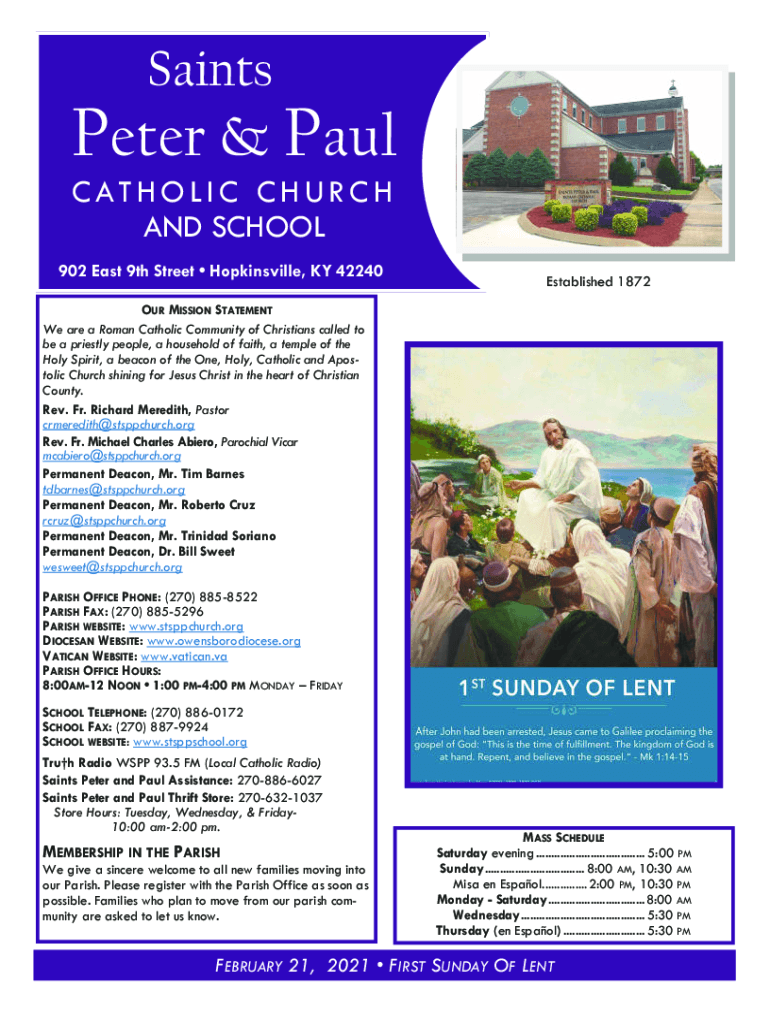 Fillable Online Welcome/MapSaints Peter and Paul Catholic Church Fax ...