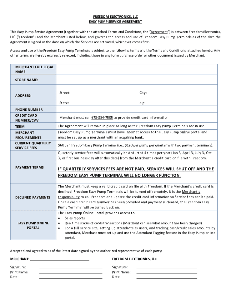 Fillable Online Easy Pump Service Agreement Fax Email Print - pdfFiller