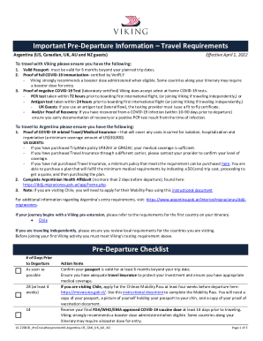 Fillable Online Travel Requirements Pre-Departure Checklist Fax Email ...