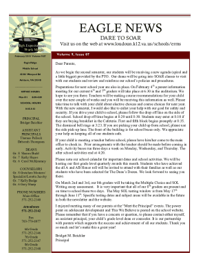 Fillable Online The Eagle Ridge Middle... - Loudoun County Public Schools Fax Email Print ...