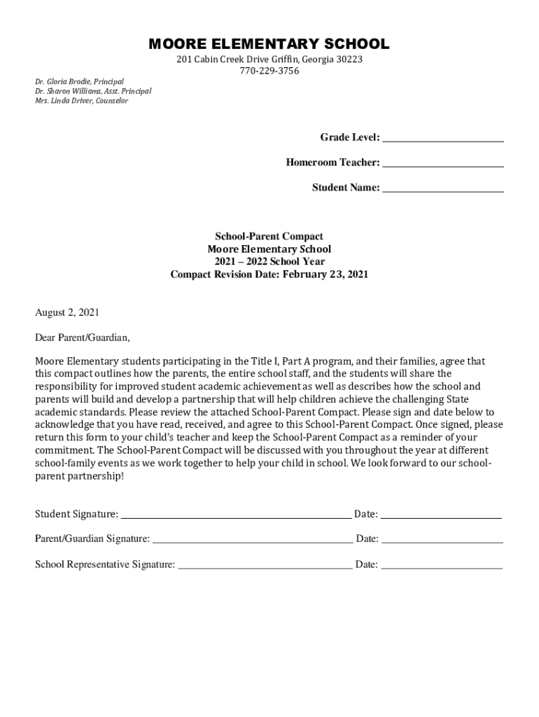 Fillable Online Parent / Student / School Compact Fax Email Print ...