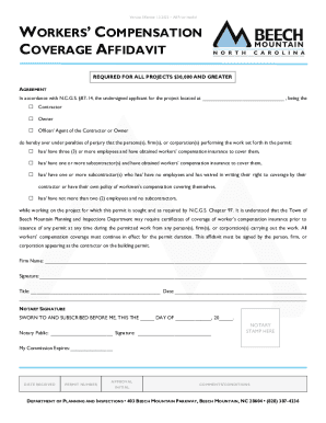 Fillable Online Workers Compensation Coverage Affidavit (PDF) Fax Email ...