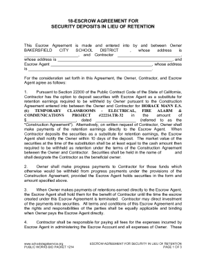 Fillable Online Security and Escrow Agreement Fax Email Print - pdfFiller
