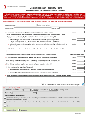 Fillable Online busfin osu When should a Determination of Taxability ...