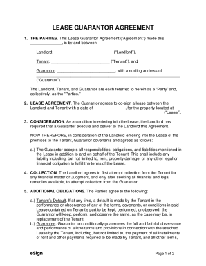 Fillable Online Lease Guarantor Agreement Fax Email Print - pdfFiller