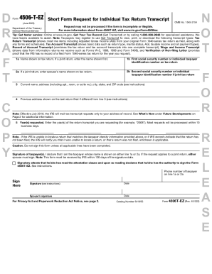 Fillable Online Form 4506-T-EZ (Rev. 6-2022). Short Form Request for ...