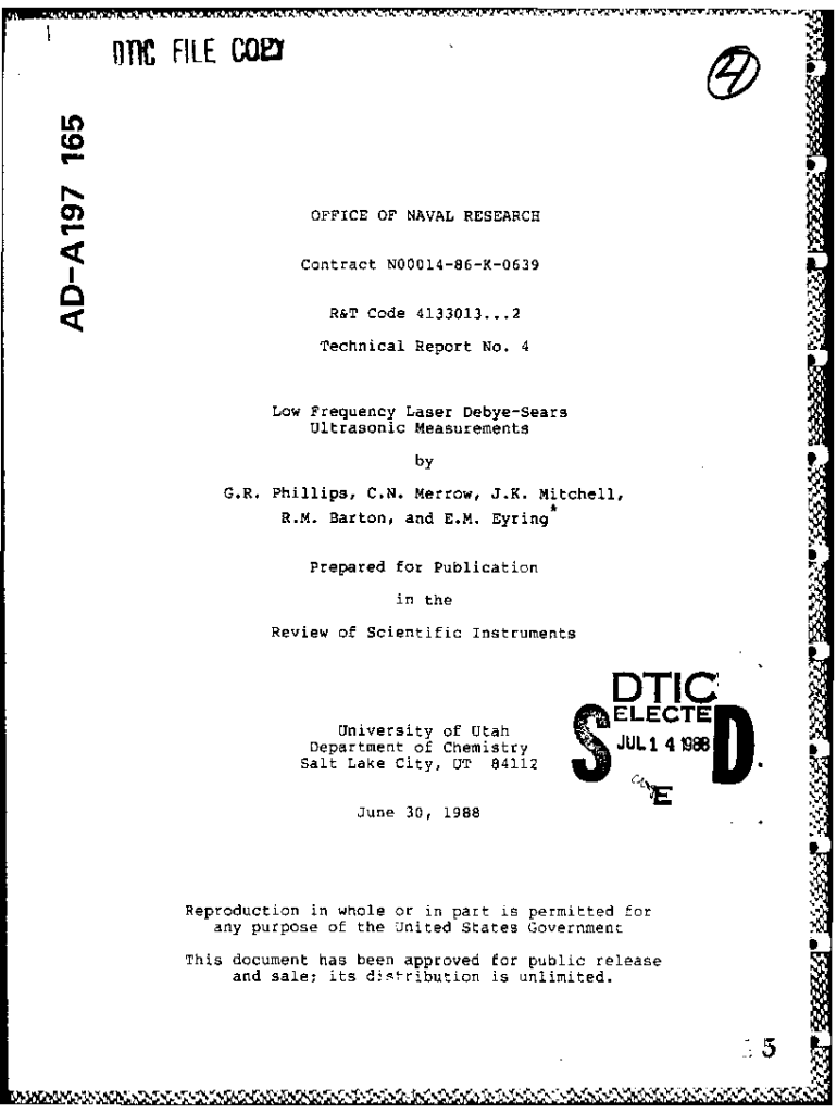 Fillable Online Low Frequency Laser Debye-Sears Ultrasonic Measurements. The frequency range ...