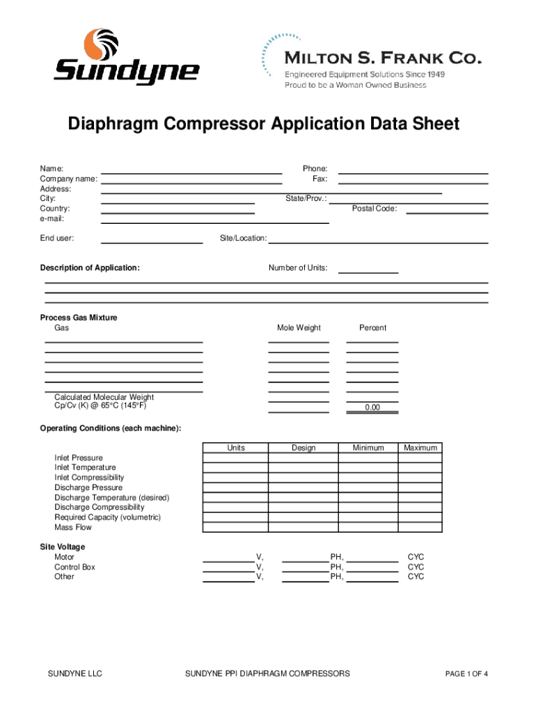 Fillable Online Sundyne PPI - Compressor Application Data Sheet.doc Fax ...