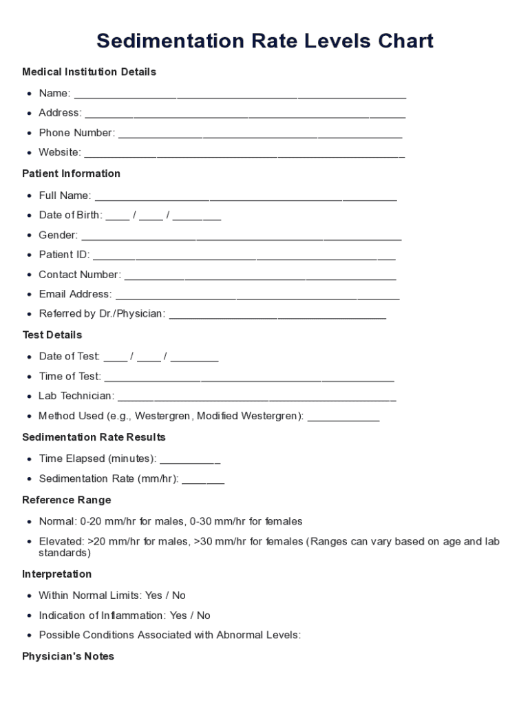 Fillable Online Sedimentation Rate Levels Chart PDF. Download a free ...