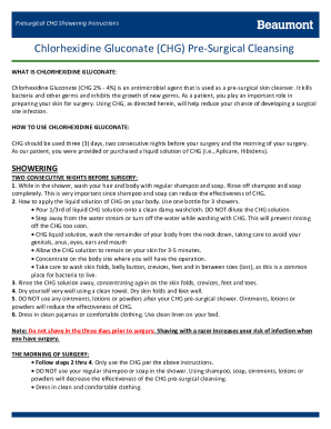 Fillable Online Pre-operative shower using chlorhexidine gluconate (CHG ...