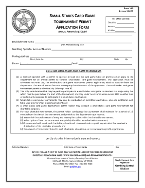 Fillable Online SMALL STAKES CARD GAME Fax Email Print - pdfFiller