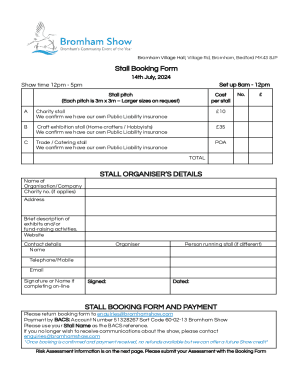Fillable Online 2024 Stallholder Booking Form.docx Fax Email Print ...