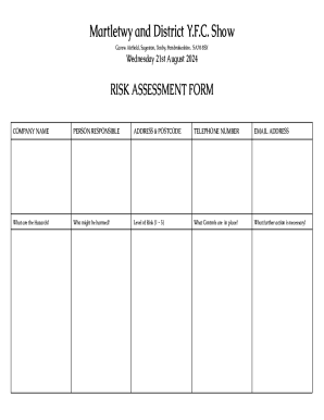 Fillable Online TRADE STAND & STALLS - Risk Assessment Form 2024 Fax ...