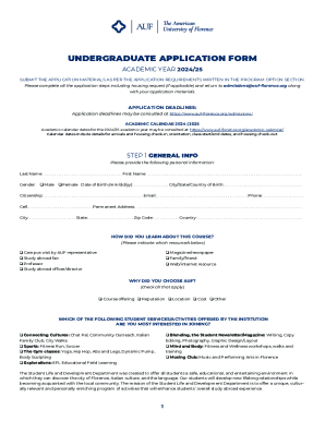 Fillable Online UNDERGRADUATE APPLICATION FORM - The American ... Fax ...