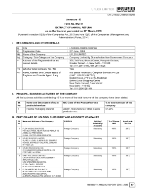 Fillable Online ANNEXURE'E' Form No. MGT-9 EXTRACT OF ANNUAL ... Fax ...