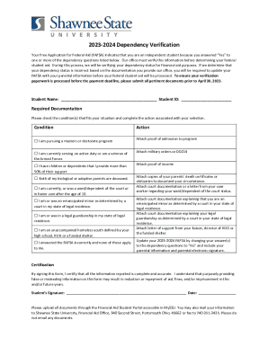 Fillable Online FAFSA Dependency Status Questions Fax Email Print ...