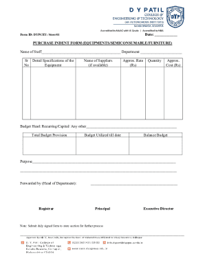 Fillable Online PURCHASE INDENT FORMS (EQUIPMENTS/ ... Fax Email Print ...
