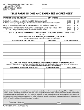 Fillable Online 2023 FARM INCOME AND EXPENSES WORKSHEET Fax Email Print ...