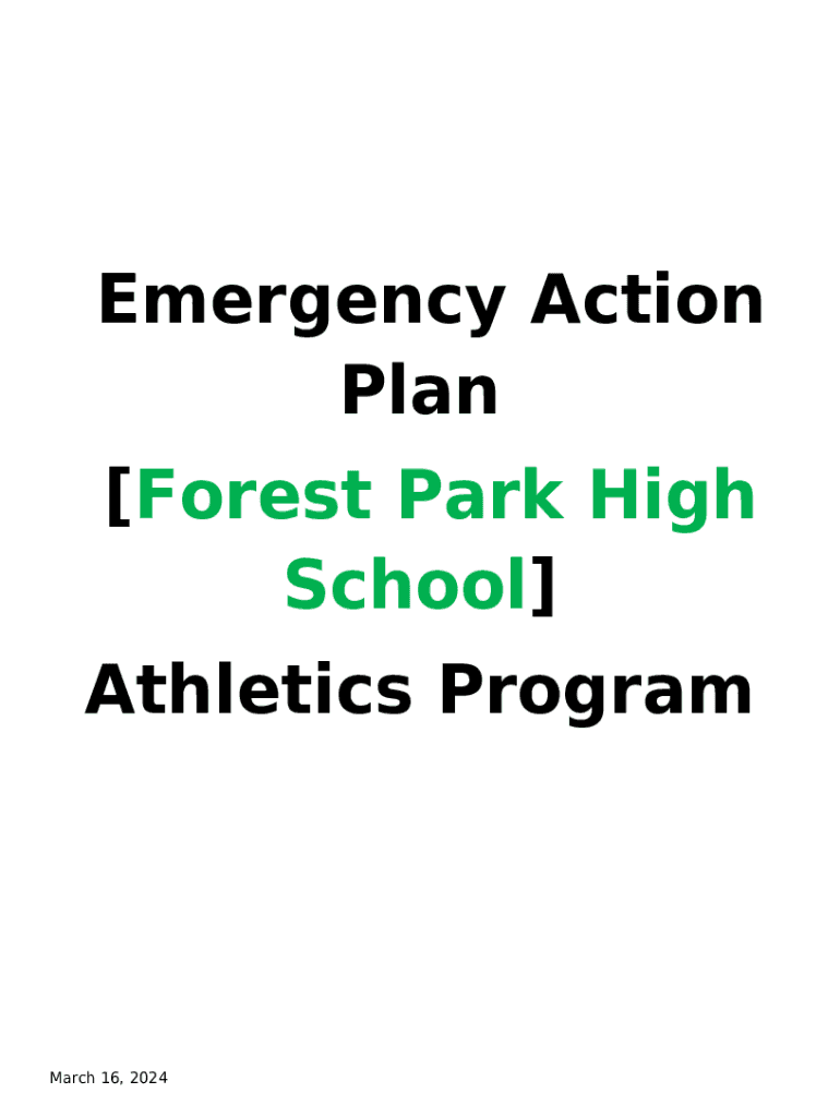 Park High School Handbook/Emergency Action Plans Doc Template | pdfFiller