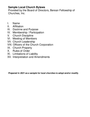 Fillable Online Sample Local Church Bylaws Fax Email Print - pdfFiller